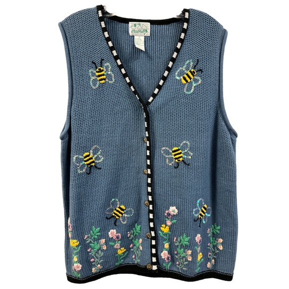 Quacker Factory | Tops | Quaker Factory Bee Vest Embroidery Sequins ...